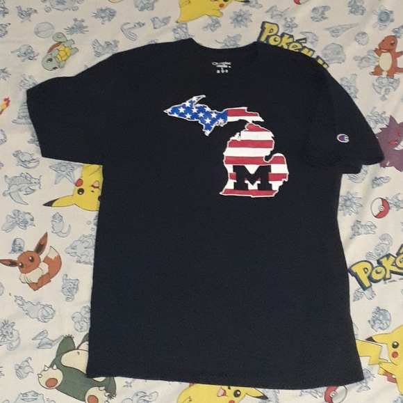 Champion | Shirts | Champion Michigan American Flag Map Logo Shirt Tee ...